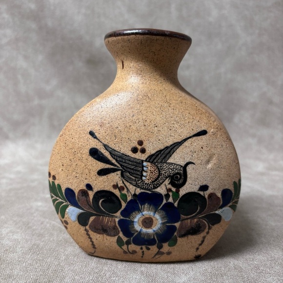 mexican pottery | Accents | Vintage Sandstone Pottery Vase Hand Painted ...